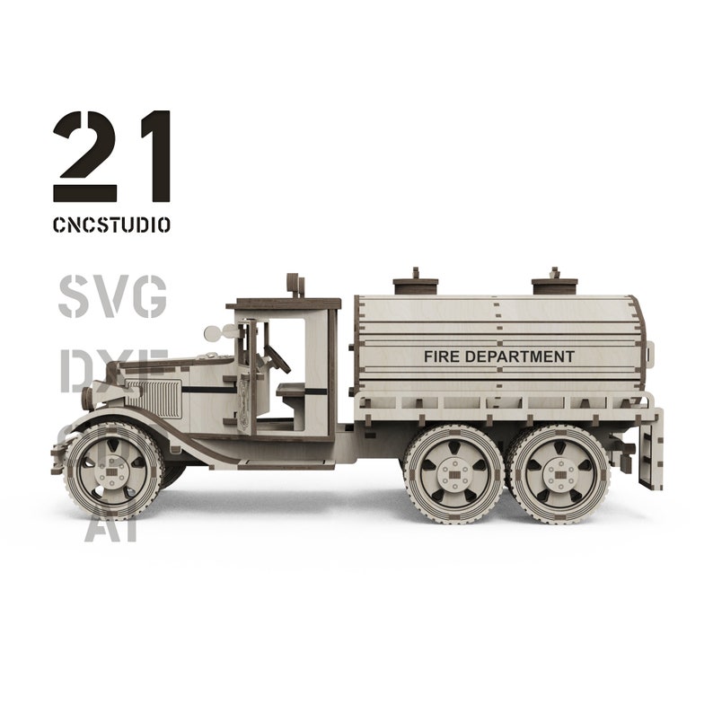 Classic Fire Tank Truck Wooden Constructor Car File Dxf Svg - Etsy