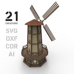 Windmill Laser Cut File, Dxf, Svg, Ai and Cdr, 3d Puzzle File, Wooden ...
