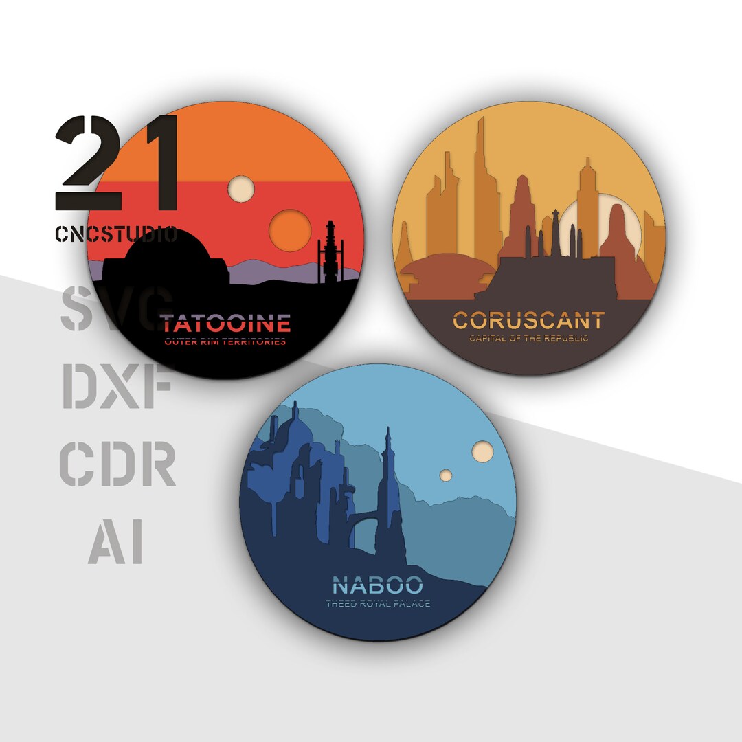 Set of Naboo Tatooine Coruscant Multilayer 2d Dxf, Svg, Ai, Cdr Laser ...