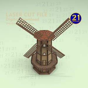 3D Windmill Laser Cut File: Wooden Model Kit (digital Download) - Etsy