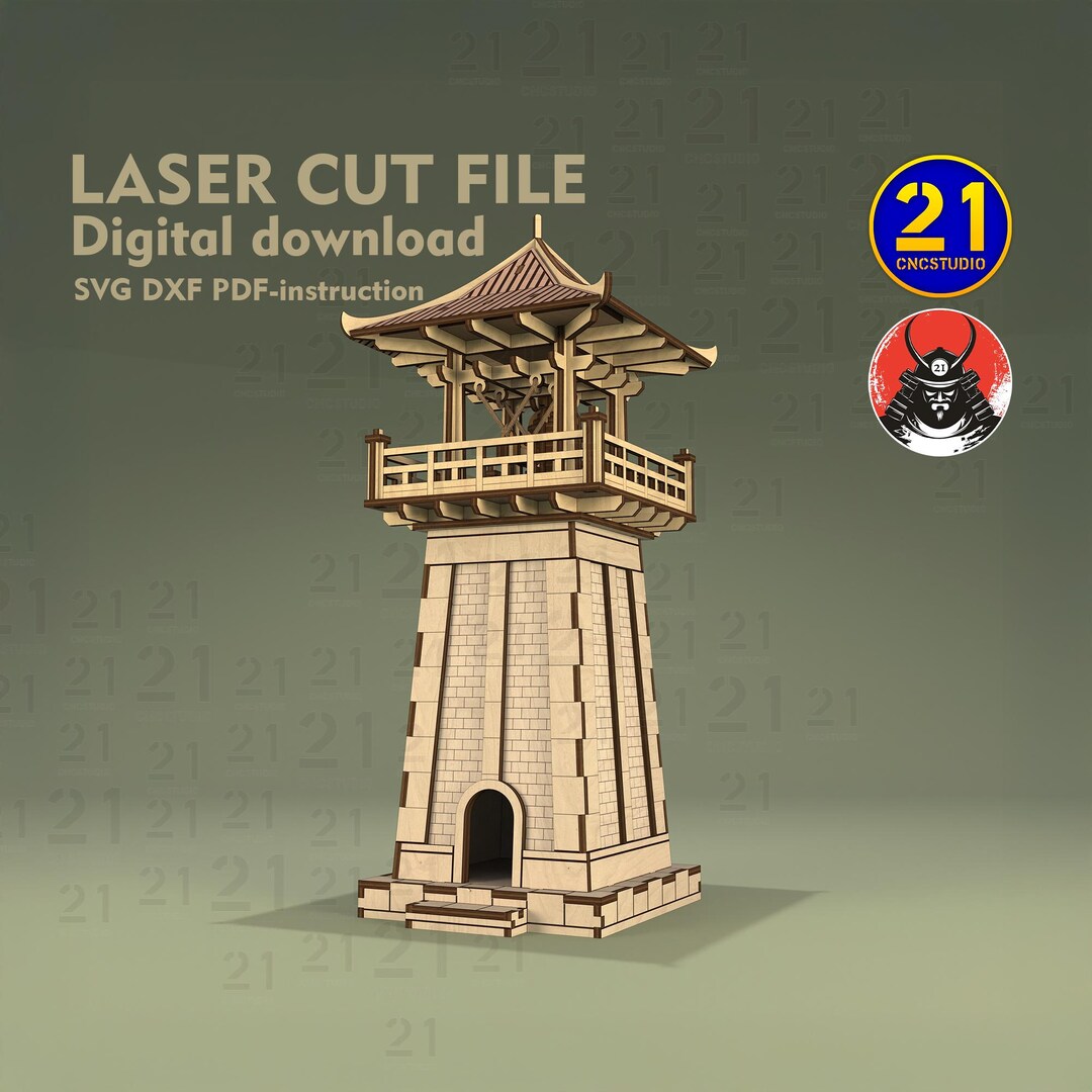 Asian Watchtower Laser Cut File | Miniature Terrain Template | Craft ...