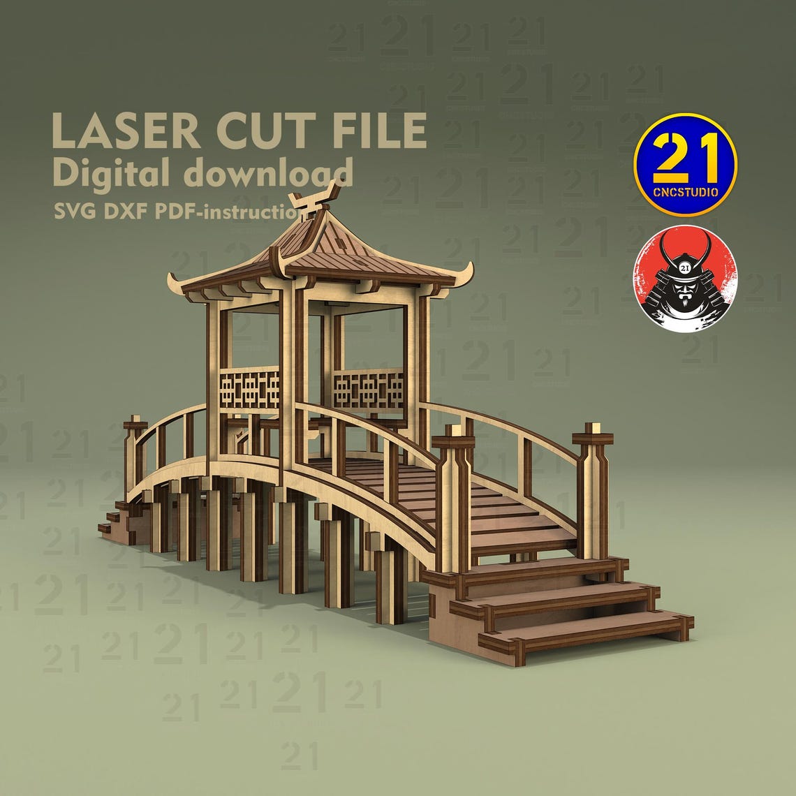 Asian Bridge Pagoda Laser Cut File: Tabletop RPG Terrain (digital ...