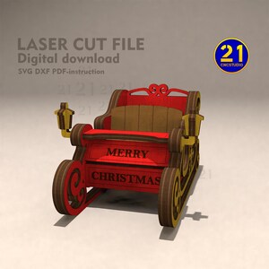 Santa Claus Sleigh Laser Cut File – DIY Christmas Decoration Digital ...