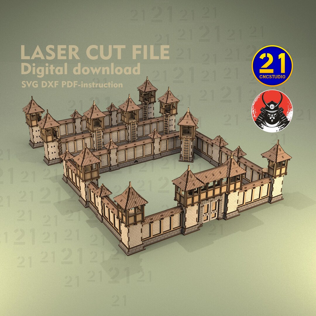 Samurai Fortress Laser Cut File: 28mm Modular Terrain (SVG DXF Digital Download) - Etsy