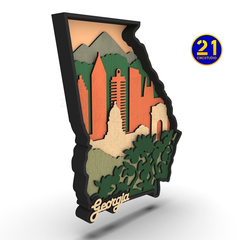 Georgia State Scenery Layered Laser Cut File | Georgia Map Art DIY ...