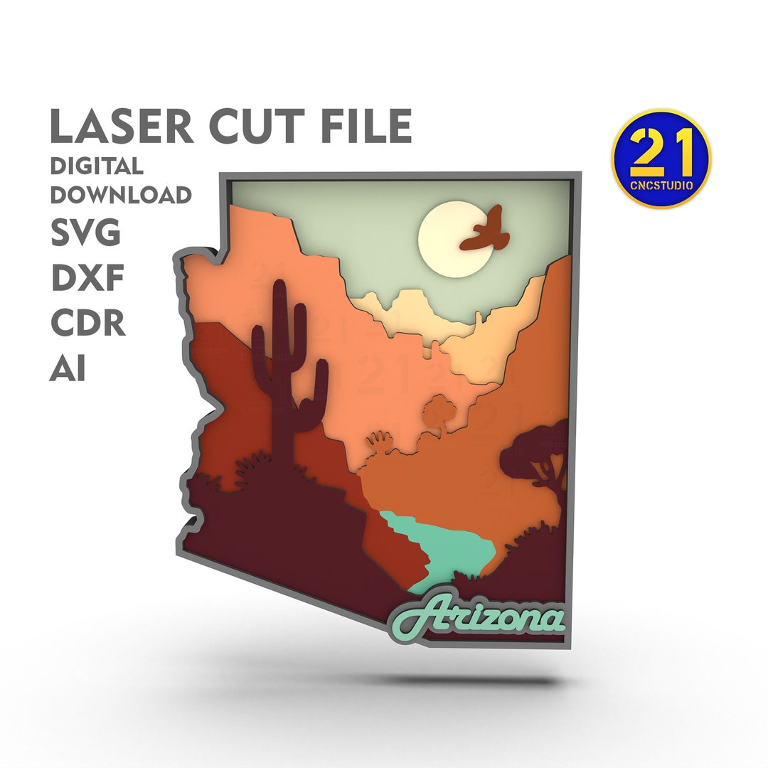 Arizona State Vignette - Laser Cut Multilayer File Svg Dxf Ai Eps Cdr ...