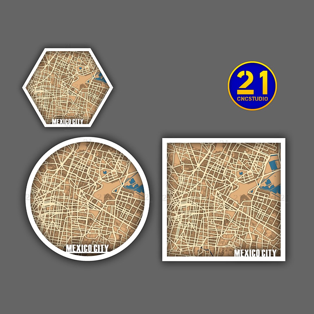 Mexico City Multilayer Map Laser Cut File in Cdr, Svg and Dxf Formats ...