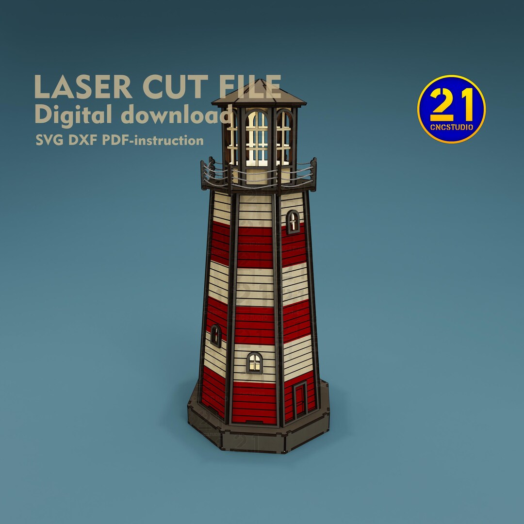 Lighthouse Laser Cut File | 3D Wooden Puzzle Model for Nautical Decor ...