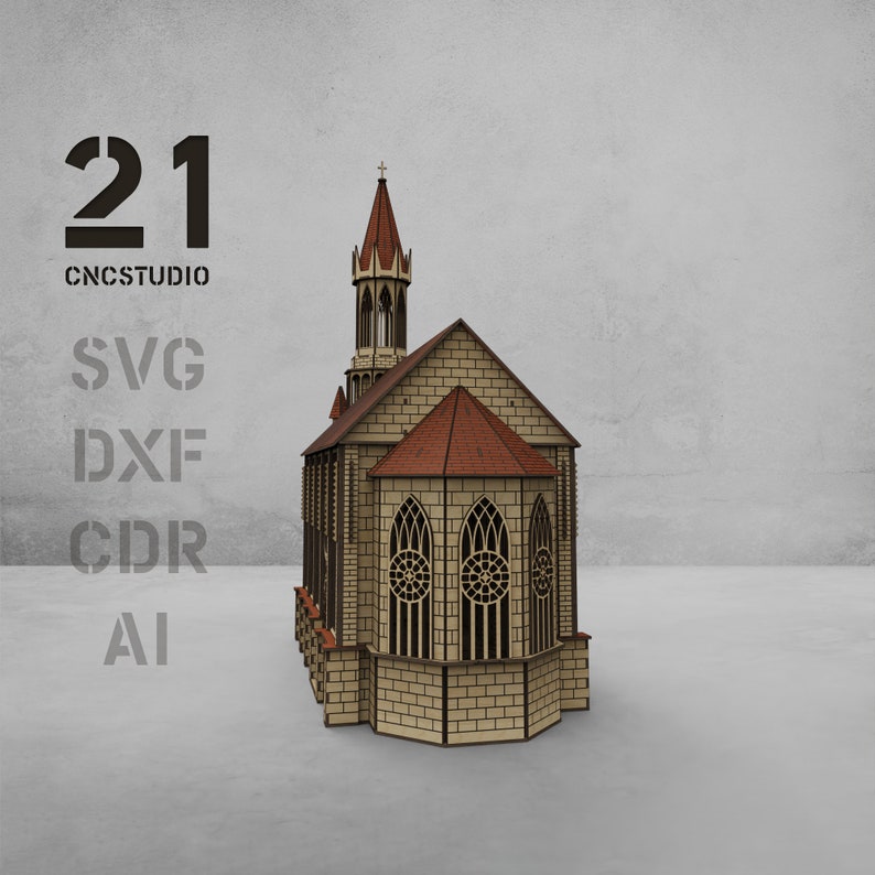 Gothic Church Laser Cut File: 3D Puzzle, Wooden Constructor (digital ...