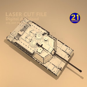 Abrams Tank Model | 1/16 Scale Laser Cut File SVG DXF | Digital ...