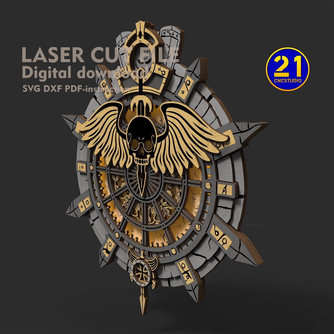 Gothic Skull Clock: 3D Laser Cut RPG Decor (digital Files) - Etsy