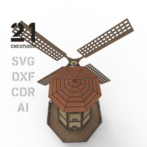 Windmill Laser Cut File, Dxf, Svg, Ai and Cdr, 3d Puzzle File, Wooden ...