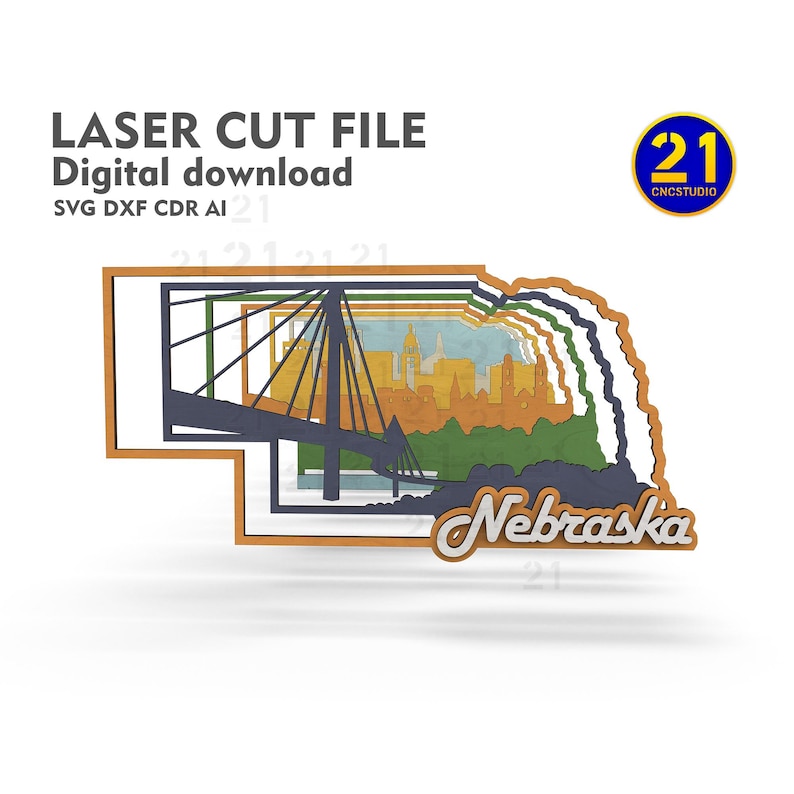 Nebraska 7-layer SVG Laser Cut File | Multilayer 3D State Vignette ...