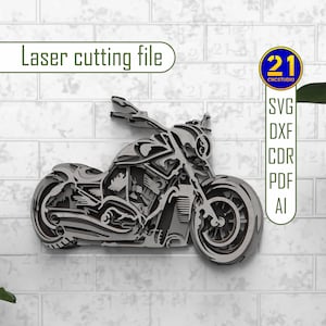 Motorcycle 3D Laser Cut File | Multi-layer Motorbike Wall Art | SVG DXF ...