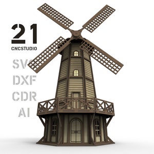 Windmill Laser Cut File, Dxf, Svg, Ai and Cdr, 3d Puzzle File, Wooden ...