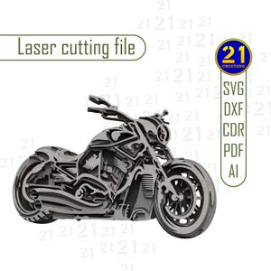 Motorcycle 3D Laser Cut File | Multi-layer Motorbike Wall Art | SVG DXF ...