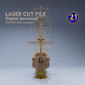 The Black Pearl Laser Cut File | 3D Wooden Sailboat Model | DIY Laser ...