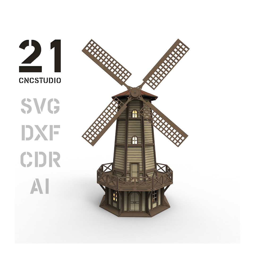 Windmill Laser Cut File, Dxf, Svg, Ai and Cdr, 3d Puzzle File, Wooden ...