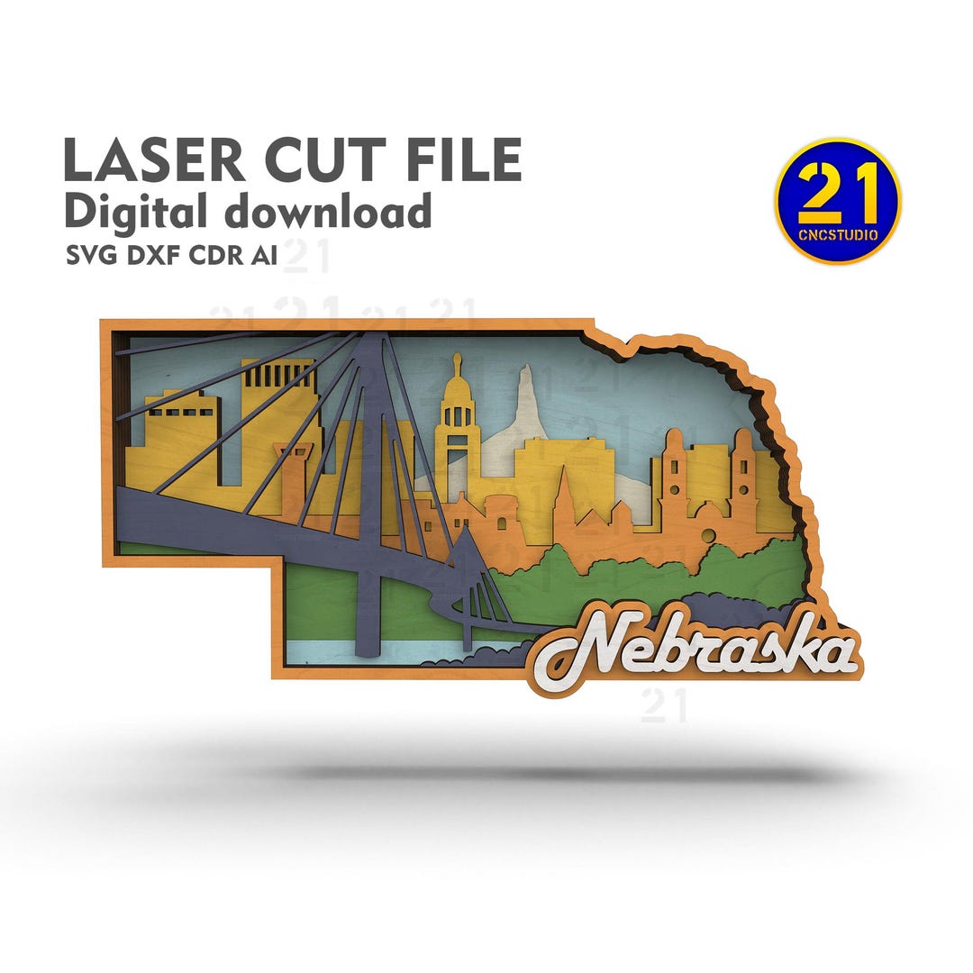 Nebraska 7-layer SVG Laser Cut File | Multilayer 3D State Vignette ...
