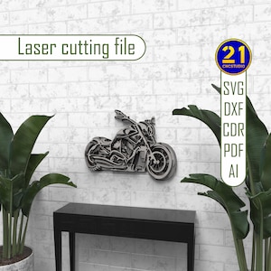 Motorcycle 3D Laser Cut File | Multi-layer Motorbike Wall Art | SVG DXF ...