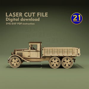 3D Classic Truck Laser Cut File: Wooden Model (SVG DXF Digital Download ...