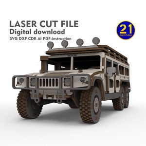 DIY SUV H1 6 Wheels Model Laser Cut File - 1/24 Scale Military SUV Dxf ...