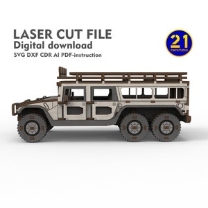 DIY SUV H1 6 Wheels Model Laser Cut File - 1/24 Scale Military SUV Dxf ...