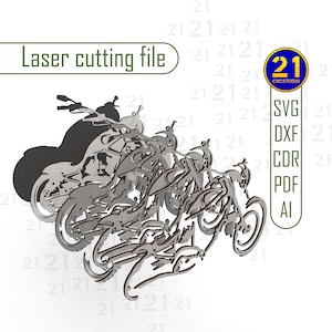 Motorcycle 3D Laser Cut File | Multi-layer Motorbike Wall Art | SVG DXF ...