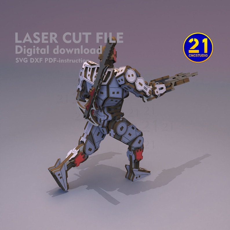 Laser Cut Jaeger Robot Model: Movable Parts, 3D Puzzle (SVG, DXF, PDF ...