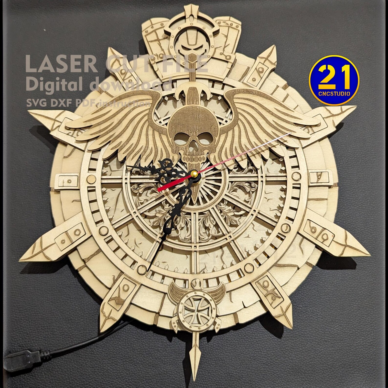 Gothic Skull Clock: 3D Laser Cut RPG Decor (digital Files) - Etsy