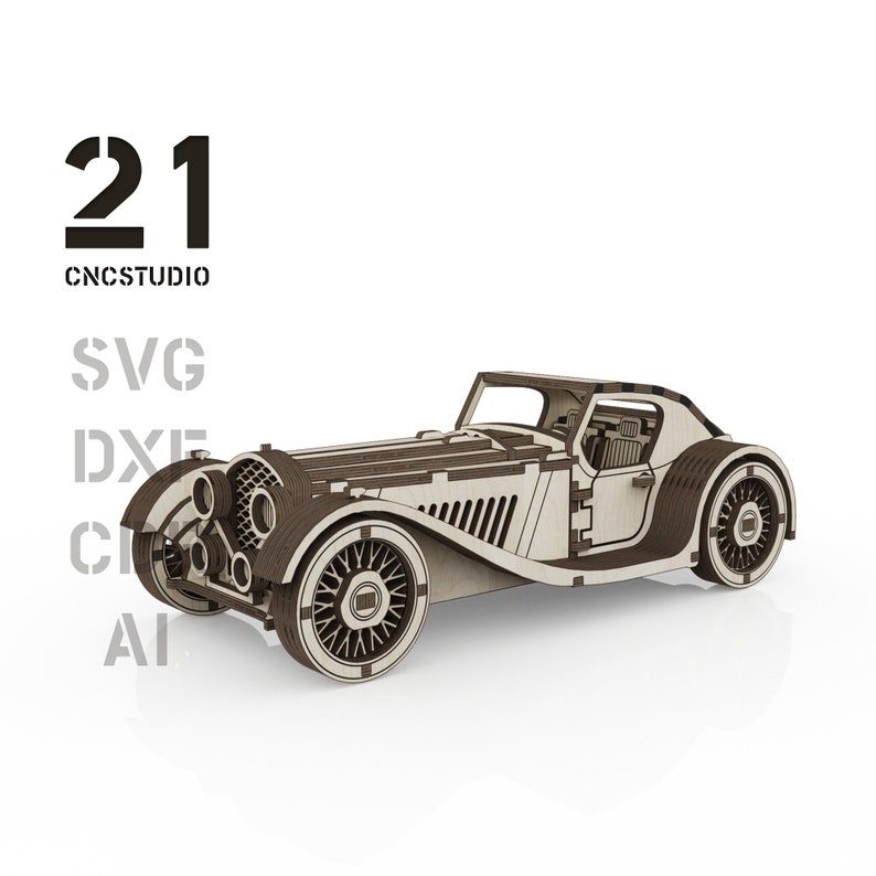 Roadster Car Laser Cut File Dxf Svg Ai and Cdr 3d Puzzle - Etsy UK