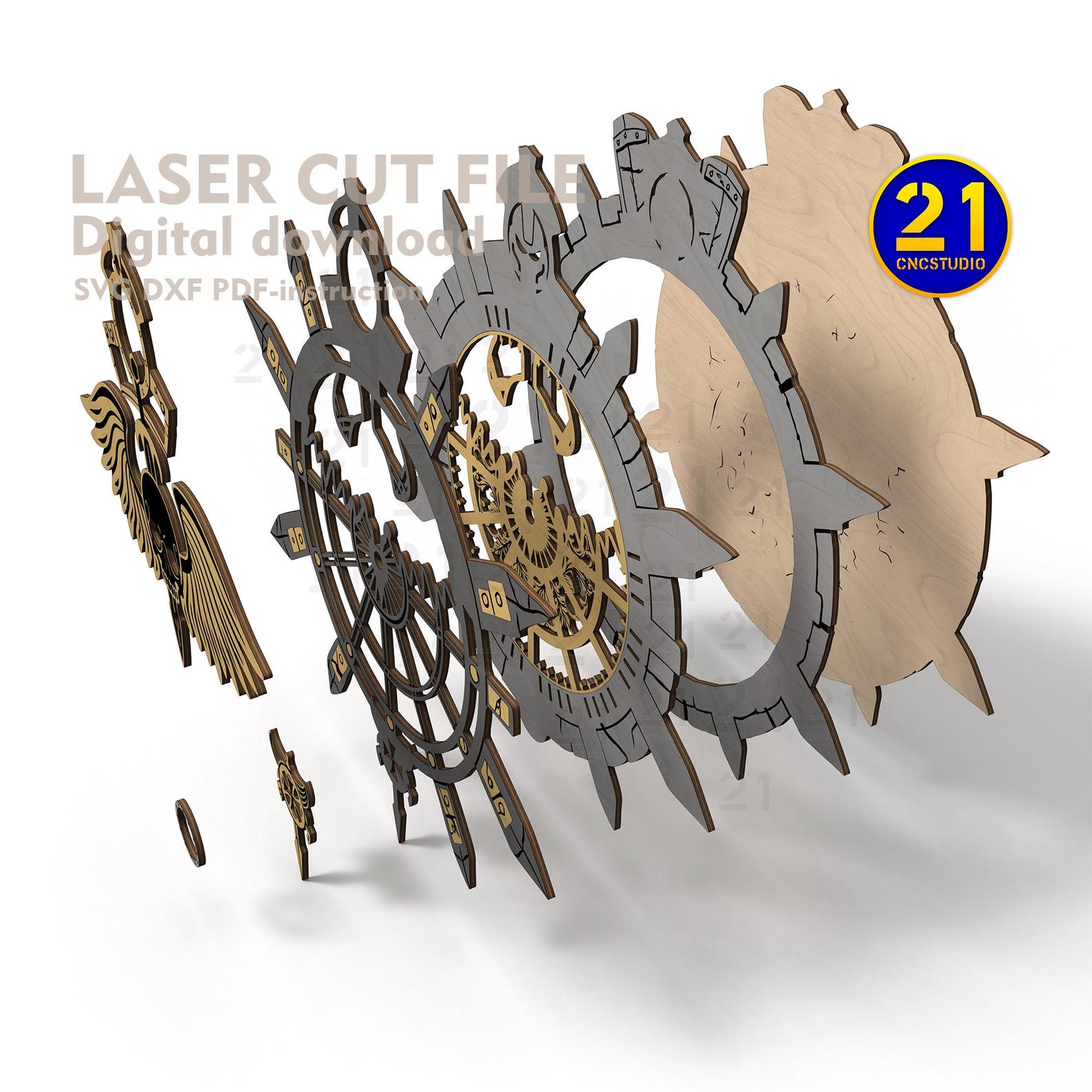 Gothic Skull Clock: 3D Laser Cut RPG Decor (digital Files) - Etsy