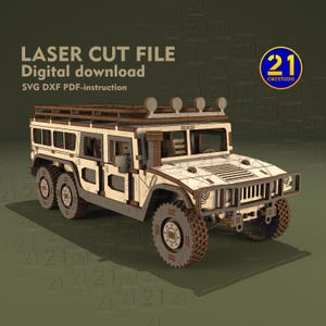SUV H1 Laser Cut Files: 6-wheel Pickup & Wagon, 1/24 Scale (SVG DXF) - Etsy