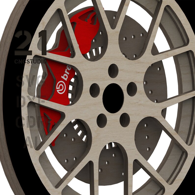 Sport Wheel Rims | 5 Layers 2.5d | Dxf, Svg, Ai, Cdr Laser Cut File ...