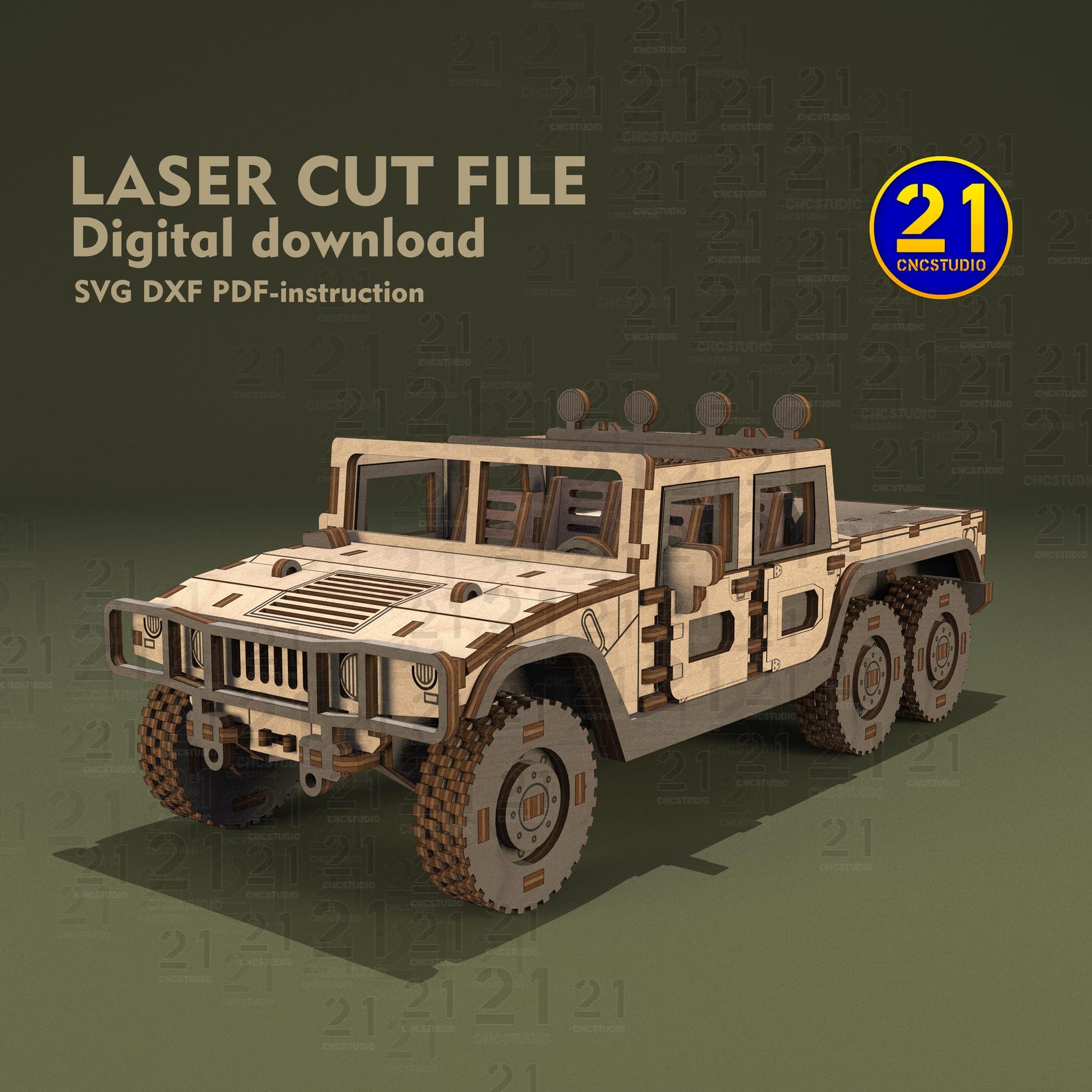 SUV H1 Laser Cut Files: 6-wheel Pickup & Wagon, 1/24 Scale (SVG DXF) - Etsy