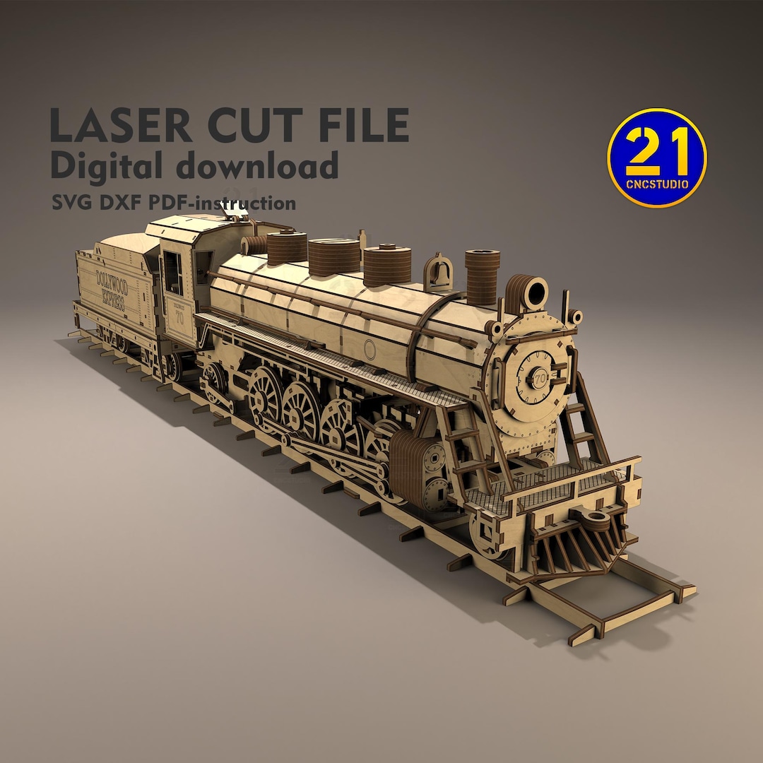 Locomotora de vapor Dollywood Express n.º 70: modelo 3D cortado con láser detallado / escala 1 ...