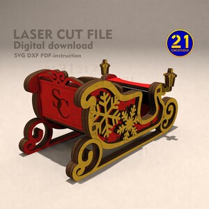 Santa Claus Sleigh Laser Cut File – DIY Christmas Decoration Digital ...