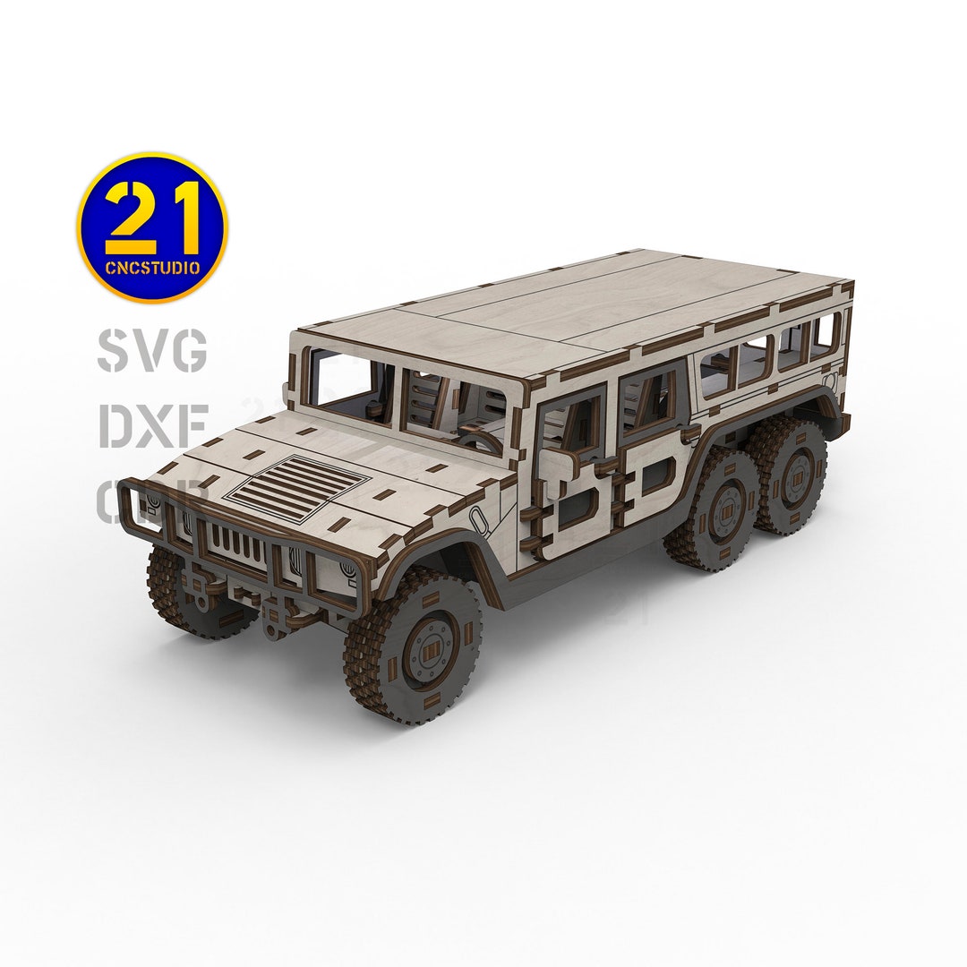 DIY SUV H1 6 Wheels Model Laser Cut File 1/24 Scale Military SUV Dxf ...