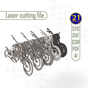 Motorcycle 3D Laser Cut File | Multi-layer Motorbike Wall Art | SVG DXF ...