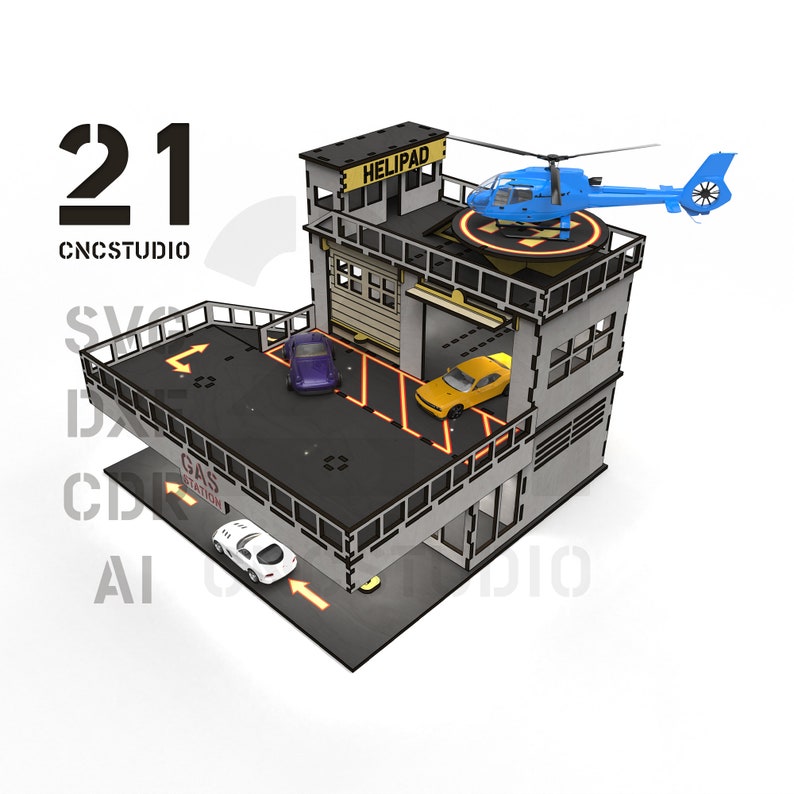 Car Service With Gas Station 1/64 LASER CUT FILE, Dxf, Svg, Cdr, Ai - Etsy