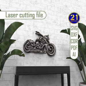 Motorcycle 3D Laser Cut File | Multi-layer Motorbike Wall Art | SVG DXF ...
