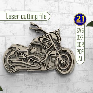 Motorcycle 3D Laser Cut File | Multi-layer Motorbike Wall Art | SVG DXF ...