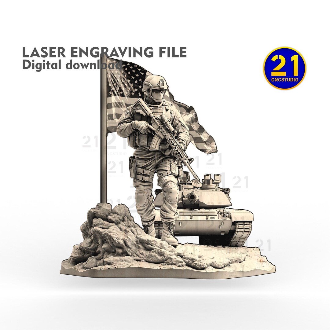 American Soldier 3D Laser Engraving Design: SVG, DXF, PNG (digital ...