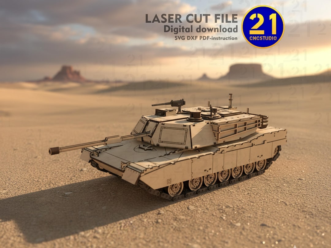Abrams Tank Model | 1/16 Scale Laser Cut File SVG DXF | Digital ...