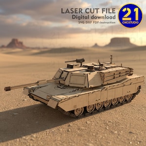 Abrams Tank Model | 1/16 Scale Laser Cut File SVG DXF | Digital ...