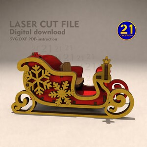 Santa Claus Sleigh Laser Cut File – DIY Christmas Decoration Digital ...
