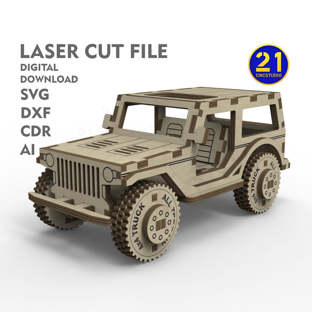 4x4 Truck Laser Cut Model Kit for Kids - Digital Download SVG, DXF, CDR ...