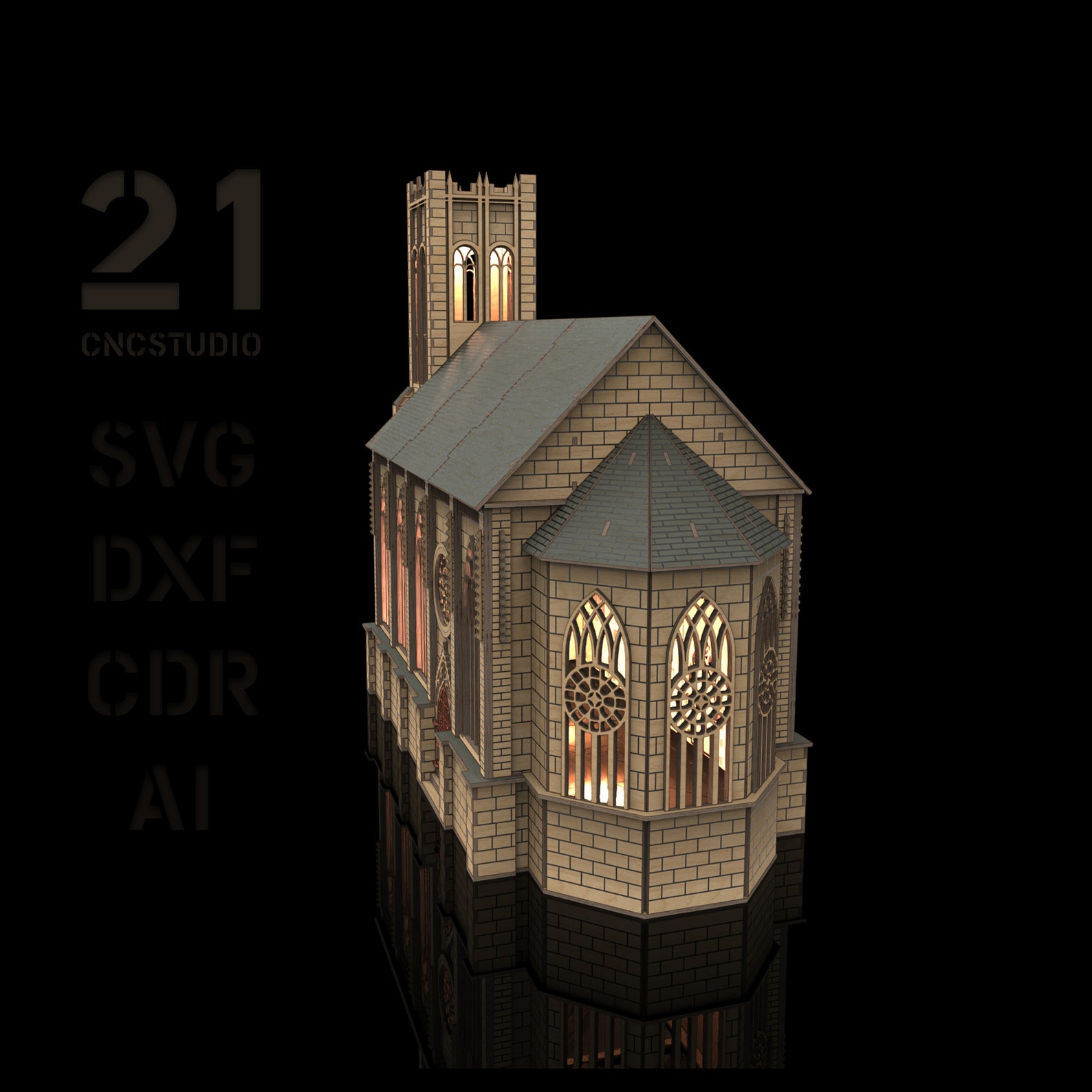 Catholic Church Laser Cut File, Dxf, Svg, Ai and Cdr, 3d Puzzle File ...
