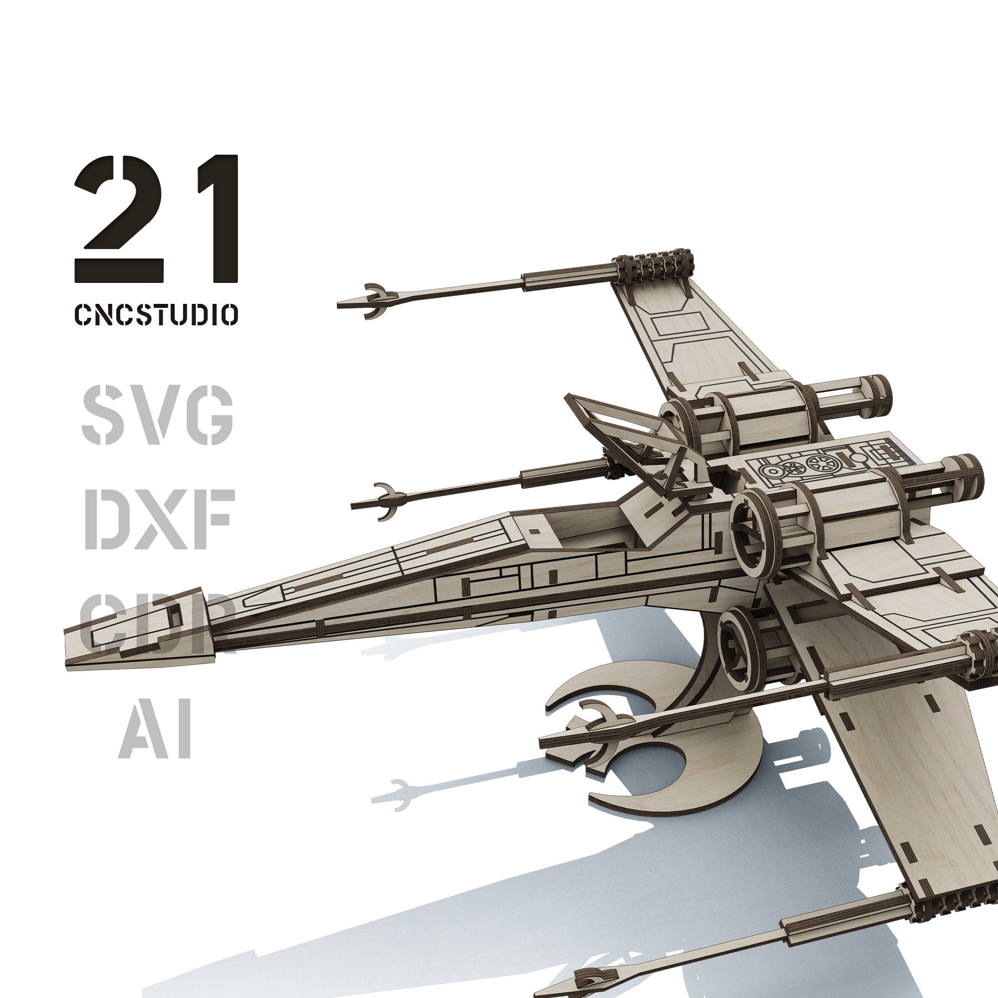 Spaceship X-wing File Cdr Svg and Dxf Vector File for Laser - Etsy ...