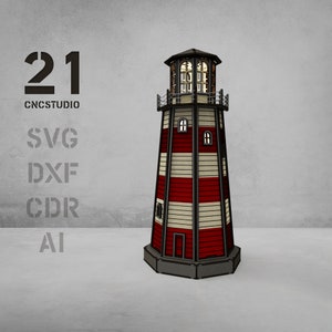 Lighthouse Laser Cut File, Dxf, Svg, Ai and Cdr, 3d Puzzle File, Wooden ...
